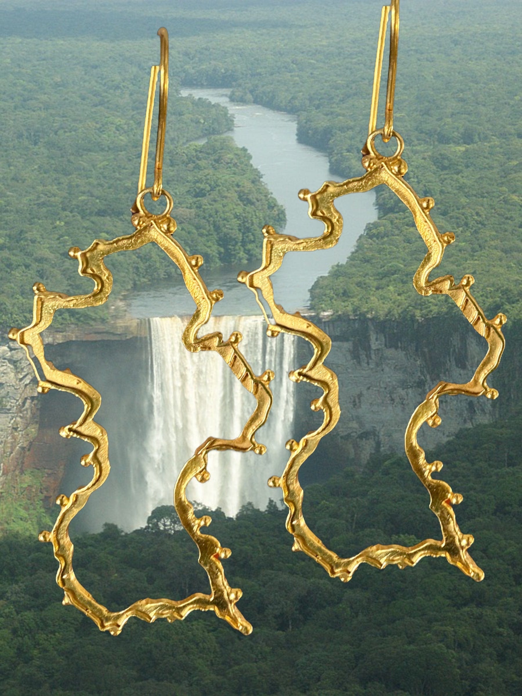 Enchanted Guyana Map Earrings .925 Sterling Silver | Alliyette